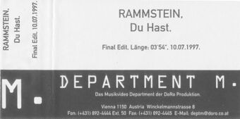 Du hast (single) - RammWiki